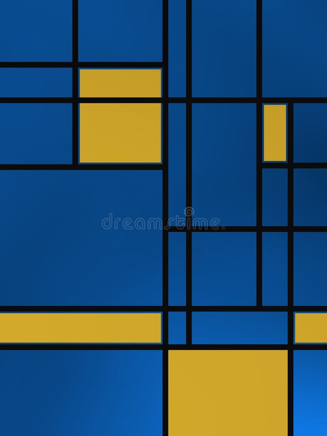 Blue Modern Composition with Golden Squares Stock Illustration ...