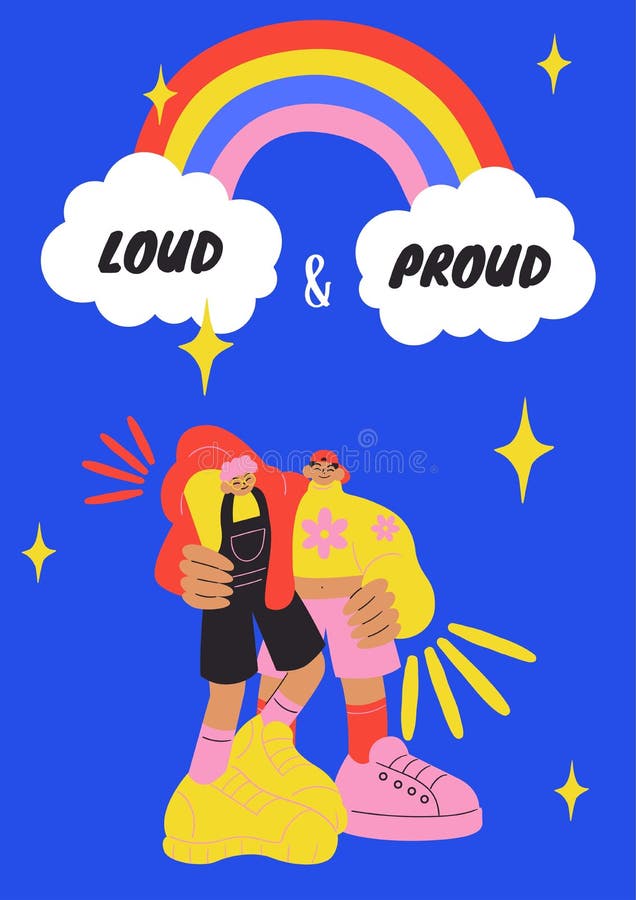 Blue Modern Loud Proud Poster Stock Illustration - Illustration of play ...