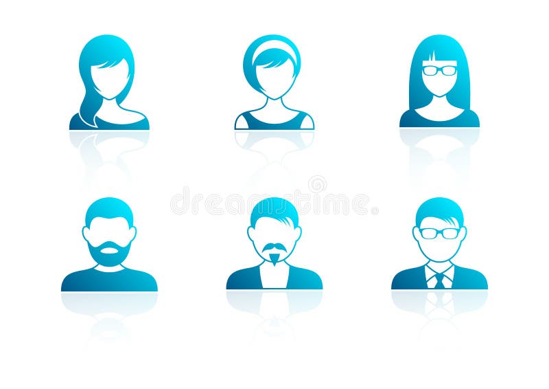 Blue Modern Men and Women Icons Stock Vector - Illustration of avatar ...
