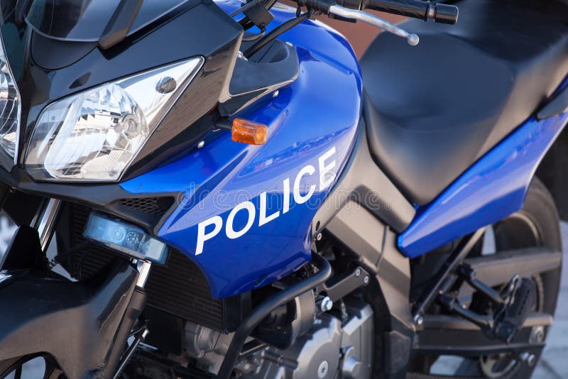 Blue Lights On The Police Motorcycle Stock Photo - Image of nobody ...