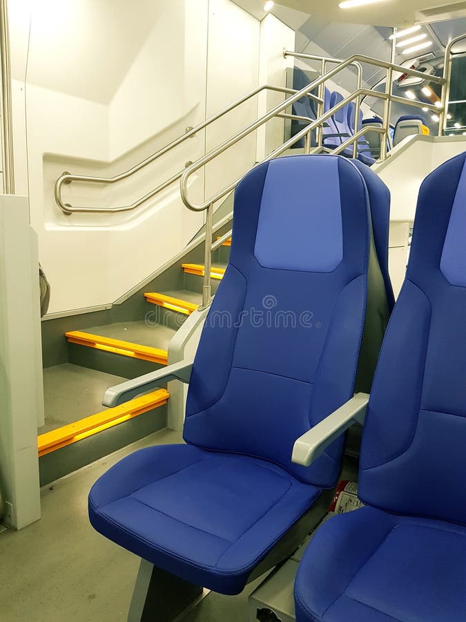 Blue Modern Seats on a Train Stock Image - Image of railroad, journey ...
