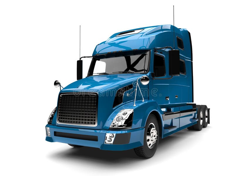 Blue Modern Semi Trailer Truck Stock Illustration - Illustration of ...