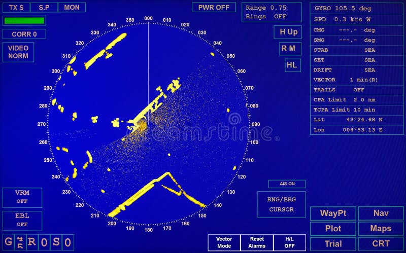 Blue Modern Ship Radar Screen Stock Image - Image of green, maritime ...