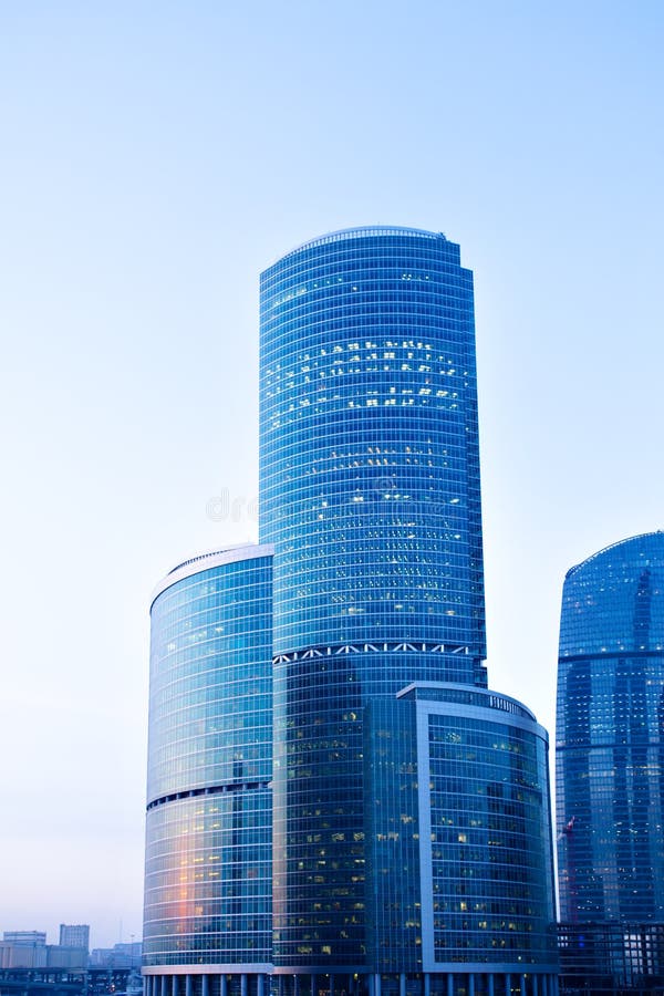 Blue Skyscrapers Business Centre in Moscow Stock Image - Image of ...
