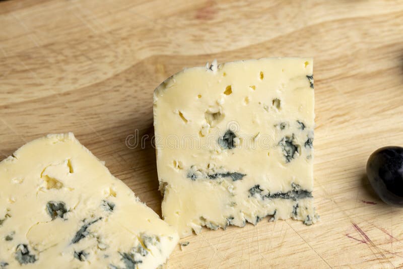 Blue Mold Cheese Cut into Pieces Stock Image - Image of flavor, table ...