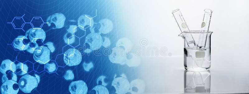 Blue Molecular Chemistry with Science Beaker Laboratory Banner ...