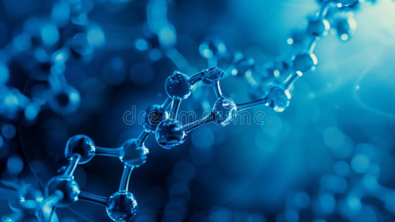 Blue Molecular Structure with Connecting Nodes on a Dark Background ...