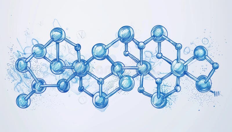 Blue Molecular Structure Drawing Showing Chemical Bonds Stock Image ...