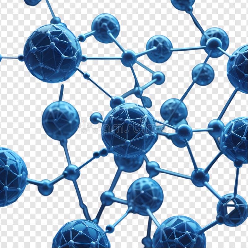 Blue Molecular Structure Network on Transparent Background Stock ...