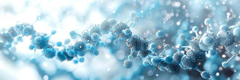 Blue Molecular Structures Representing Biotechnology and Genetics ...