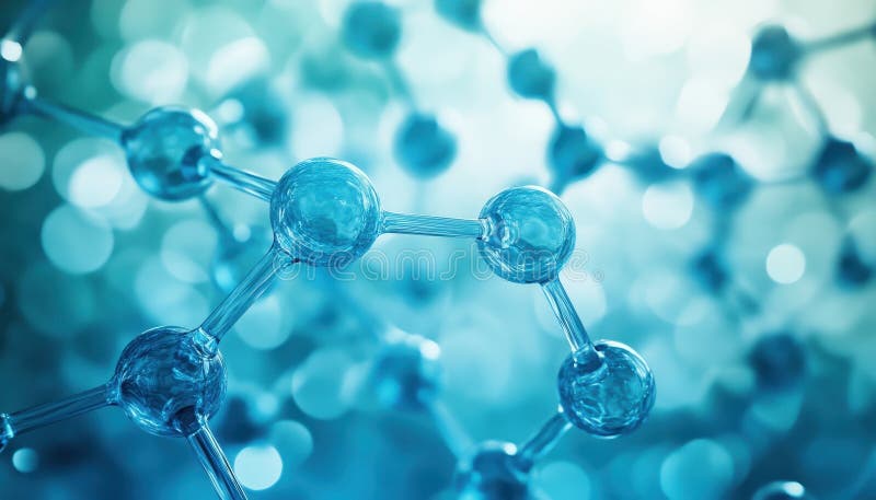 Blue Molecular Structures on a Blue Serum Background in a Lab Stock ...