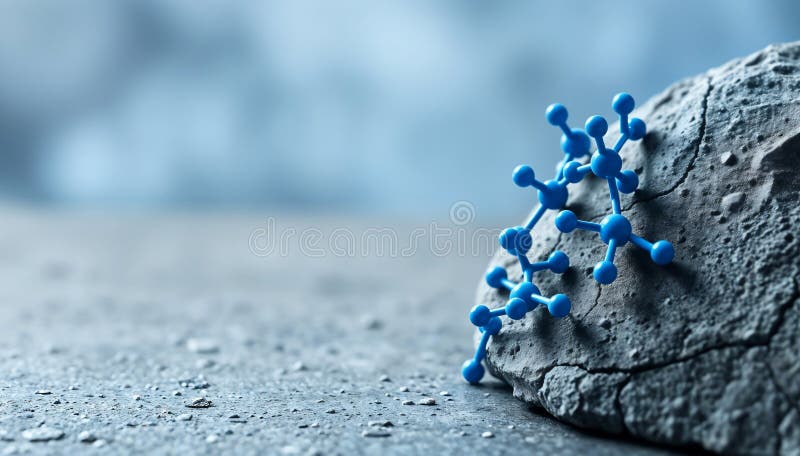 Blue Molecular Structures on Textured Stone Surface with Soft ...