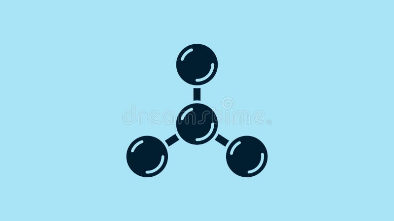Blue Molecule Icon Isolated on Blue Background. Structure of Molecules ...