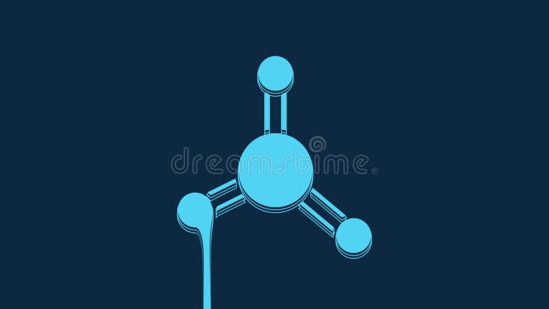 Blue Molecule Icon Isolated on Blue Background. Structure of Molecules ...
