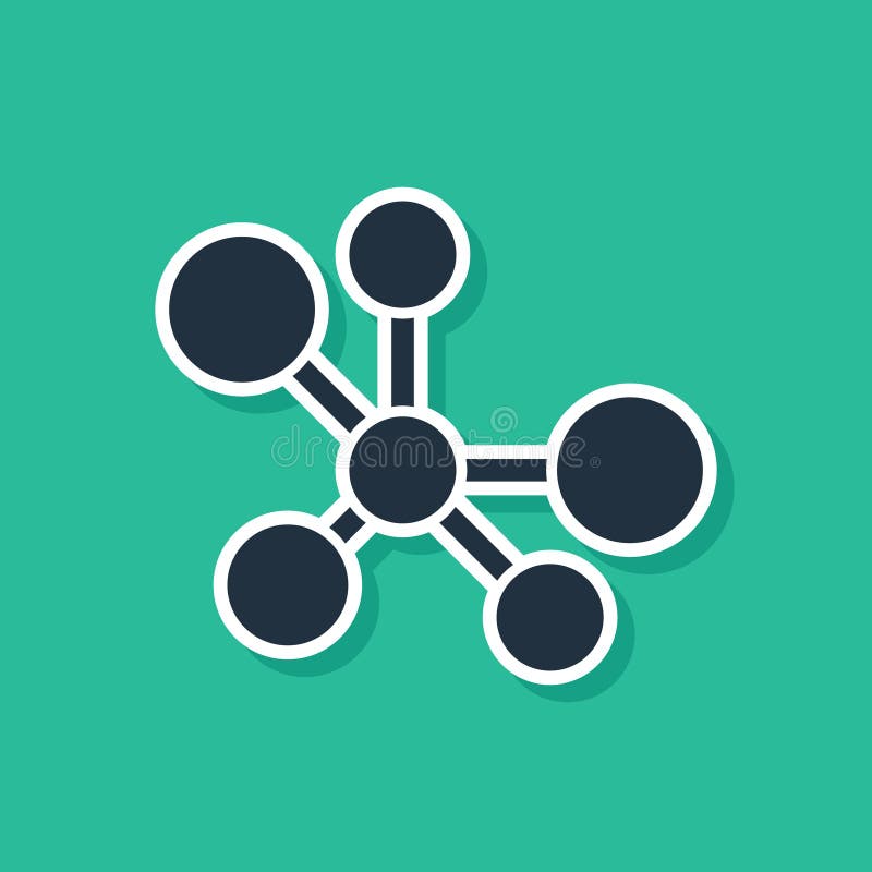 Blue Molecule Icon Isolated on Green Background. Structure of Molecules ...