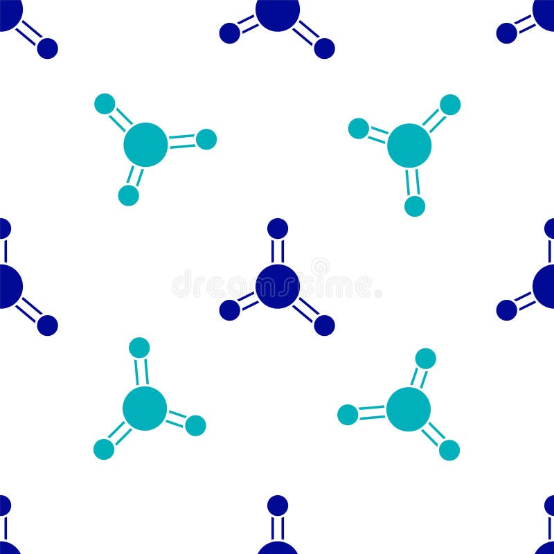 Blue Molecule Icon Isolated Seamless Pattern on White Background ...