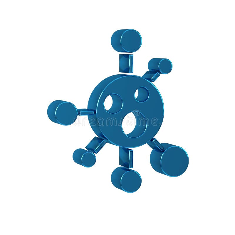 Blue Molecule Icon Isolated on Transparent Background. Structure of ...