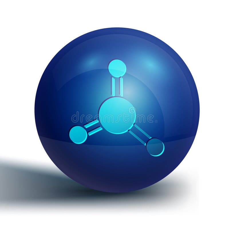 Blue Molecule Icon Isolated on White Background. Structure of Molecules ...