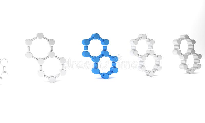 Blue Molecule Icon Isolated on White Background. Structure of Molecules ...