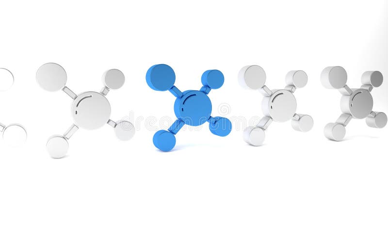 Blue Molecule Icon Isolated on White Background. Structure of Molecules ...