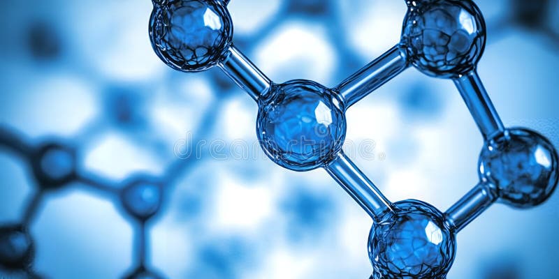 Blue molecule model stock illustration. Illustration of geometric ...