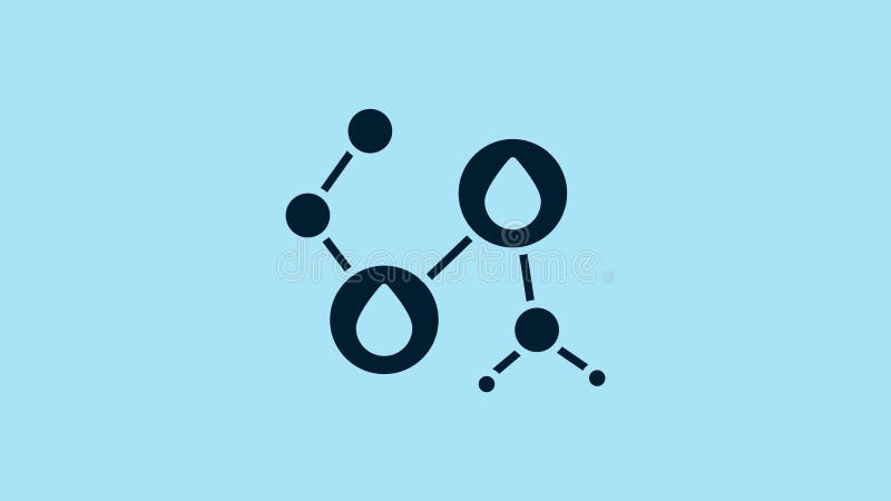 Blue Molecule Icon Isolated on Blue Background. Structure of Molecules ...