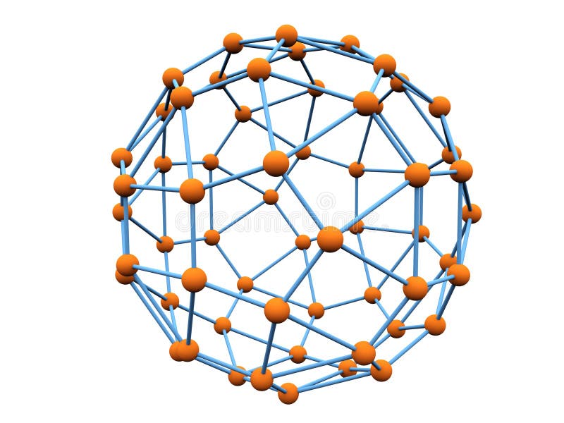 Blue Molecule with Orange Atoms Stock Illustration - Illustration of ...
