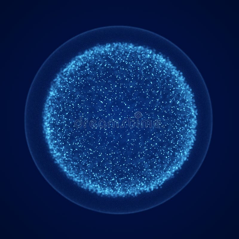 Blue Molecule. Sphere Consisting of Points. Modern Wireframe Elements ...