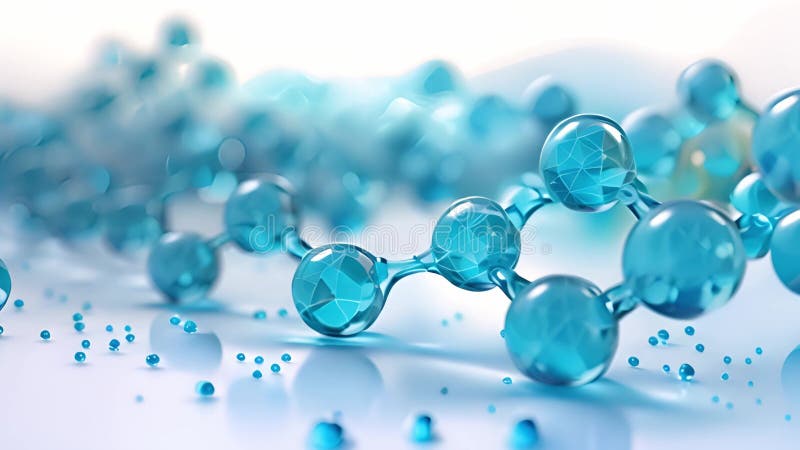 Blue Molecule Structure in Close-Up View on a Light Background Stock ...
