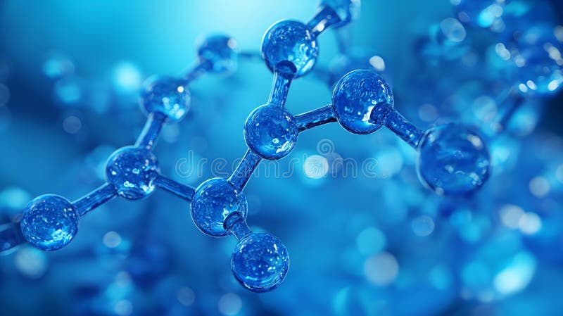 Blue Molecule Structure Illustration with Atoms Connected by Bonds. the ...