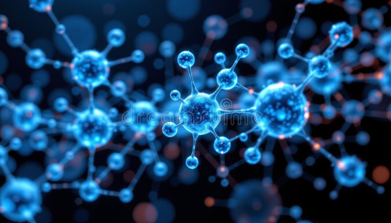 Blue Molecules Connected by Digital Technology Create Captivating ...