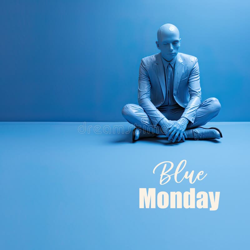 Blue Monday Concept with Sad Man 3d Illustration Stock Illustration ...