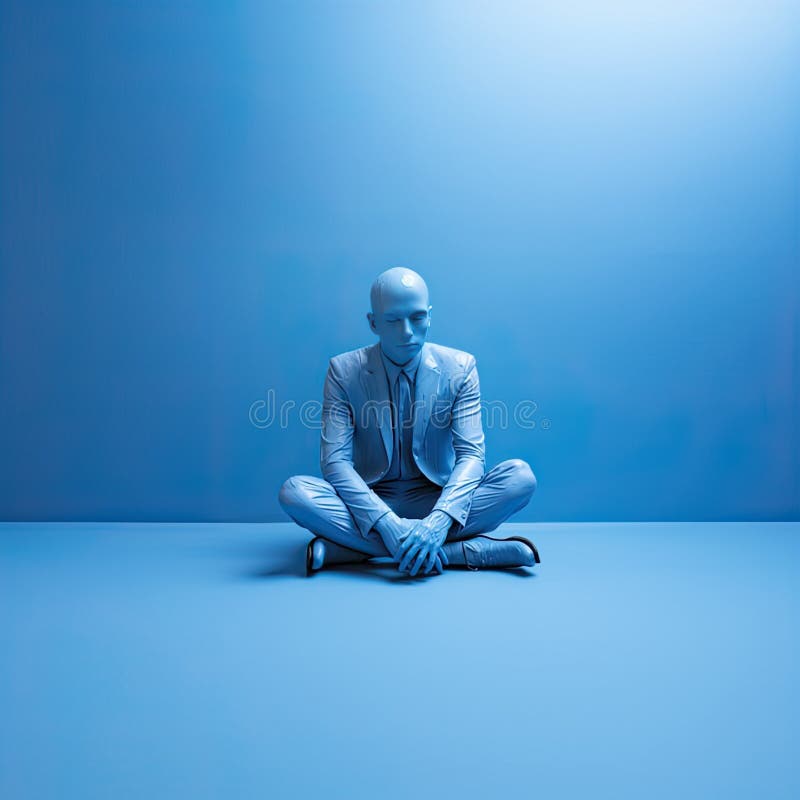 Blue Monday Concept with Sad Man 3d Illustration Stock Illustration ...