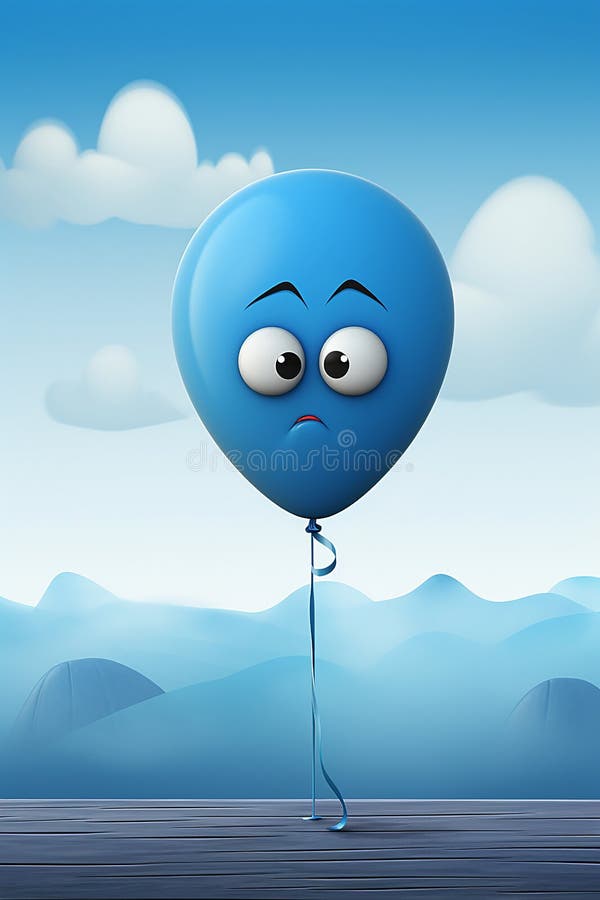 Blue Monday Conceptual Background with Sad Blue Balloon Face Stock ...