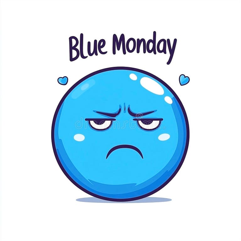 Blue Monday Depicted by a Flat Vector Sad Emoji Illustration Stock ...