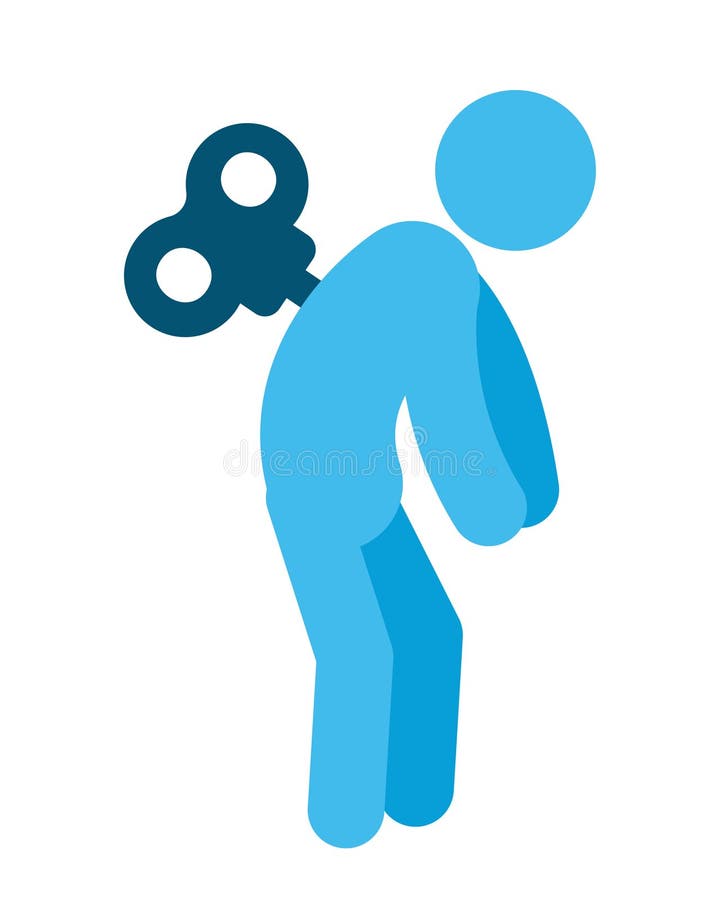Blue Monday Person with Wind Up Key Stock Vector - Illustration of ...