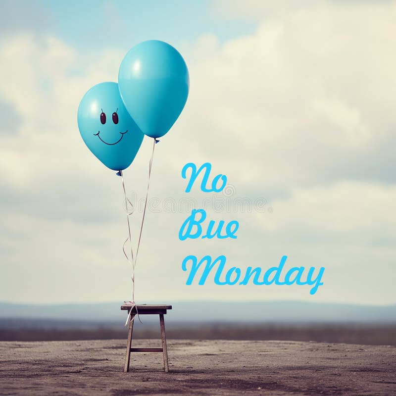 Blue Monday Words and Balloon with Smiling Face, No Blue Monday Concept ...