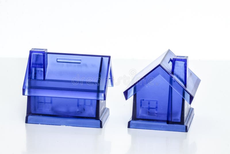 Blue money boxes - house stock photo. Image of save, investment - 34409156