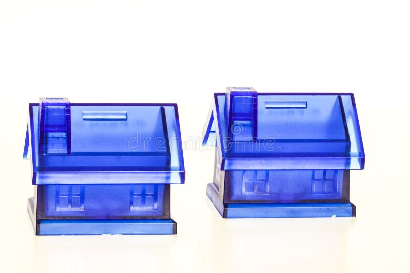 Blue money boxes - house stock photo. Image of money - 34409128