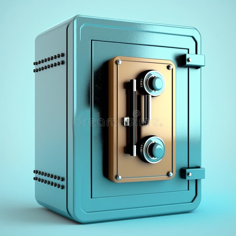 Blue Money Safe with Gilded Doors, Generative Ai Stock Illustration ...