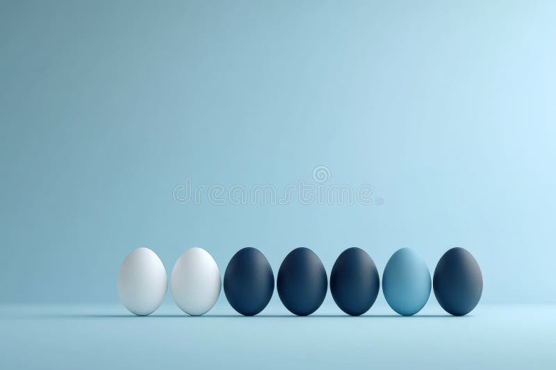 Blue Monotone Eggs on a Blue Backdrop, Representing a Simple Easter ...
