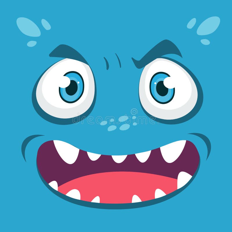 Blue Monster Avatar. Cartoon Monster Face Stock Vector - Illustration ...