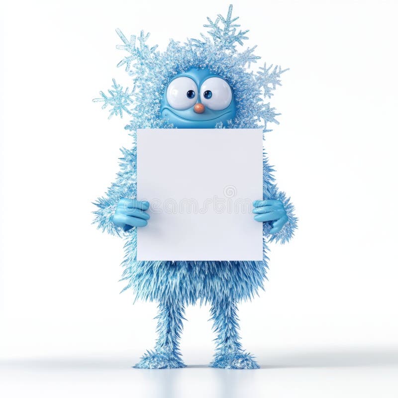 A Blue Monster Holding a White Sign Stock Illustration - Illustration ...