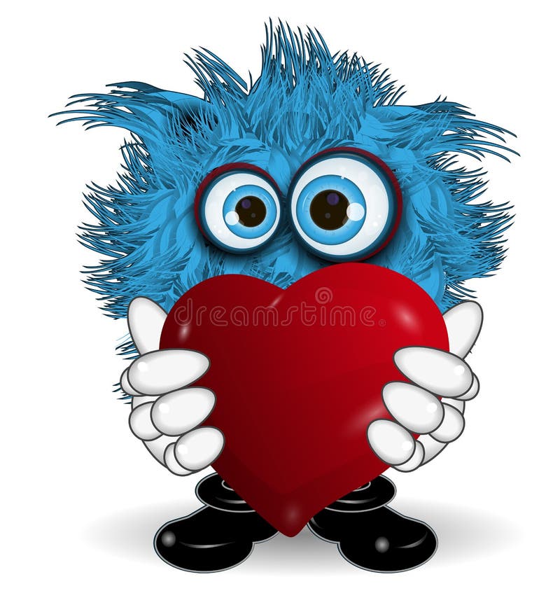 Blue Monster Keeps Heart stock vector. Illustration of love - 83471094