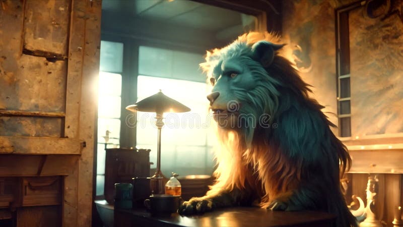 The Blue Monster is Sitting at the Table. Stock Video - Video of table ...