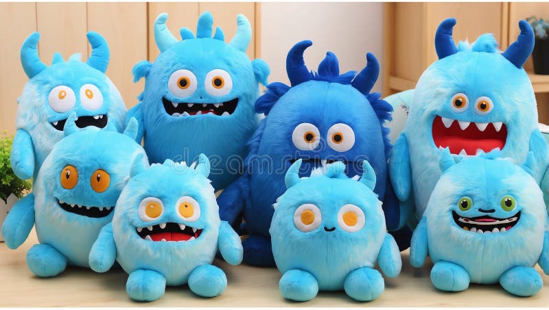 Blue Monsters Plush Dolls Stuffed Ai Generated Stock Illustration ...