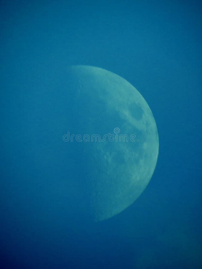 A Blue Blue Moon or Half Moon Stock Image - Image of turquoise, blue ...