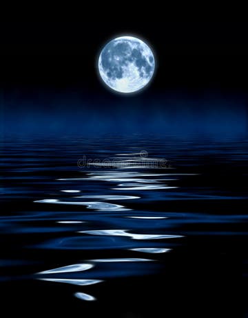 Blue Moon Ocean stock photo. Image of night, reflect, satellite - 1992272