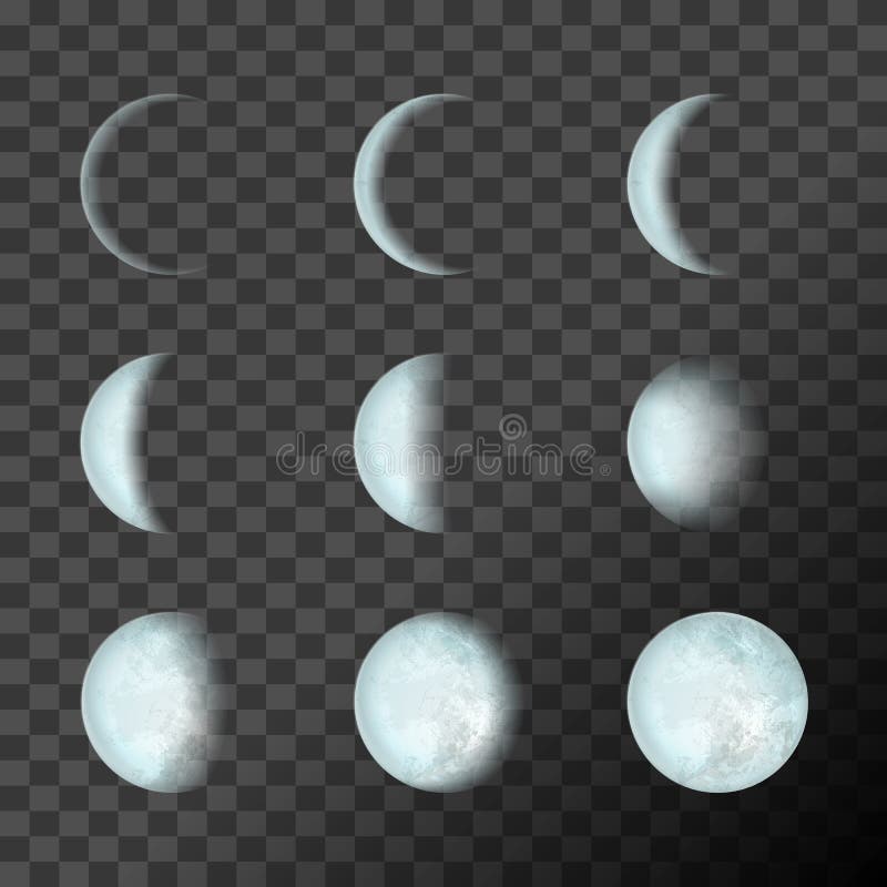 Blue Moon Phases on a Transparent Background. Vector Illustration, EPS ...