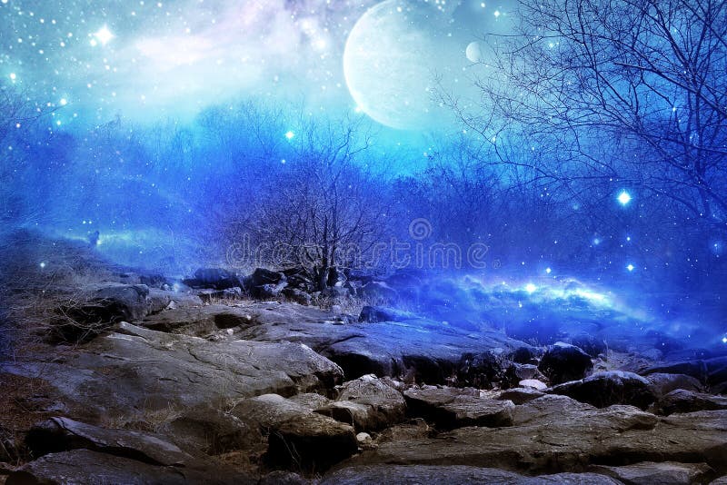 Blue moon planet stock image. Image of forest, light - 83374379